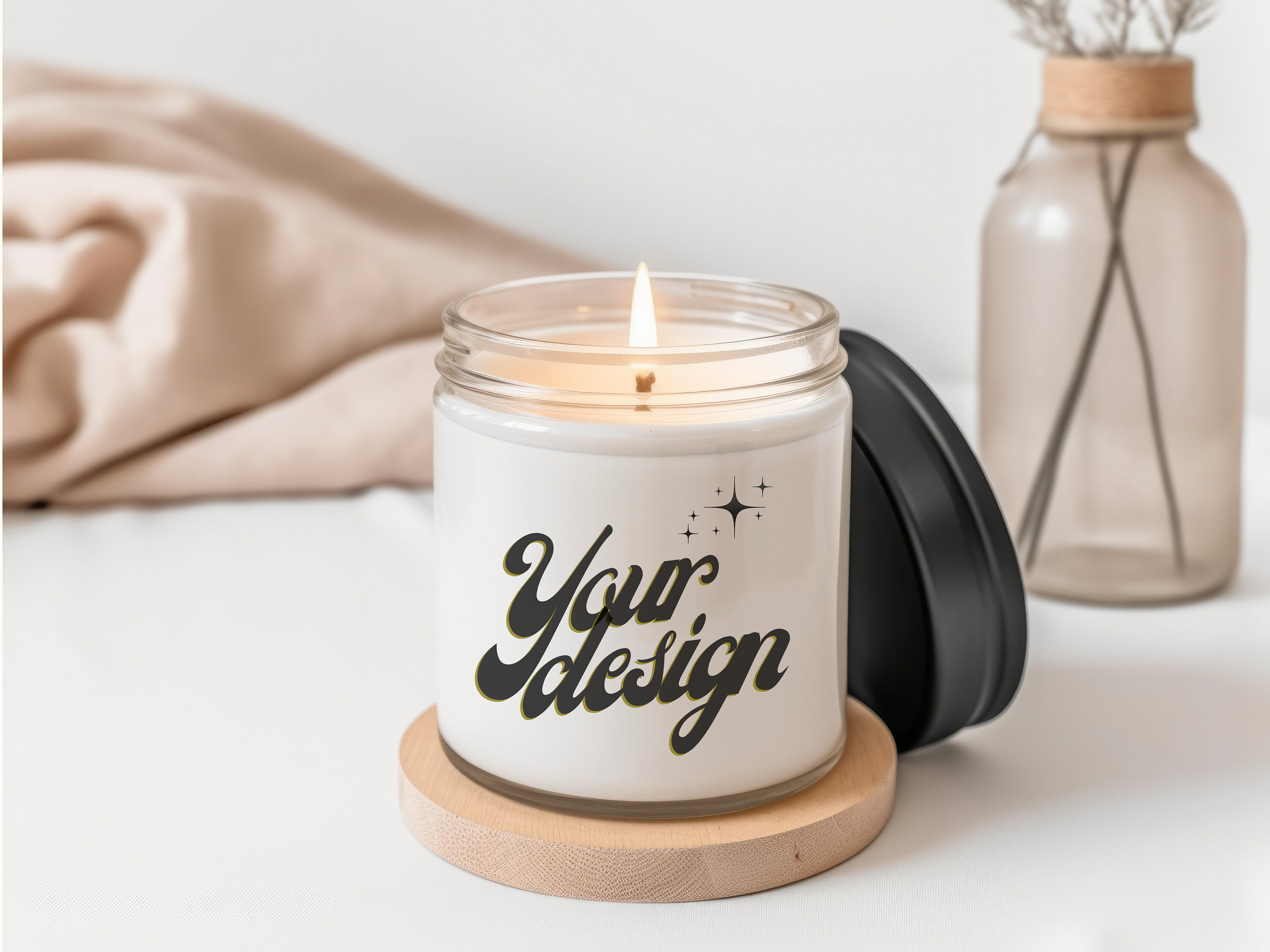 Candle Label Mockup Fall Candle Mockup Black Lid Candle Mockup Jar ...