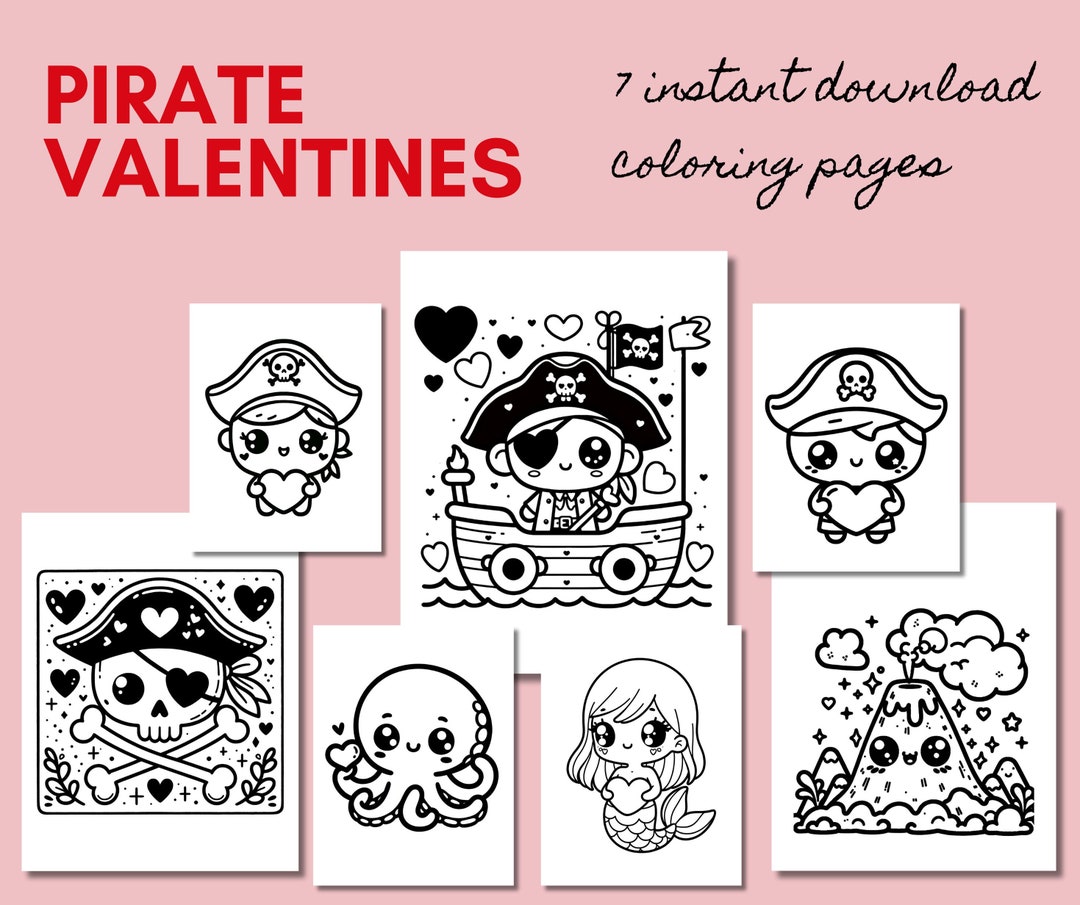 Pirate Valentine's Day Pirate Valentines Day Card Coloring Page ...