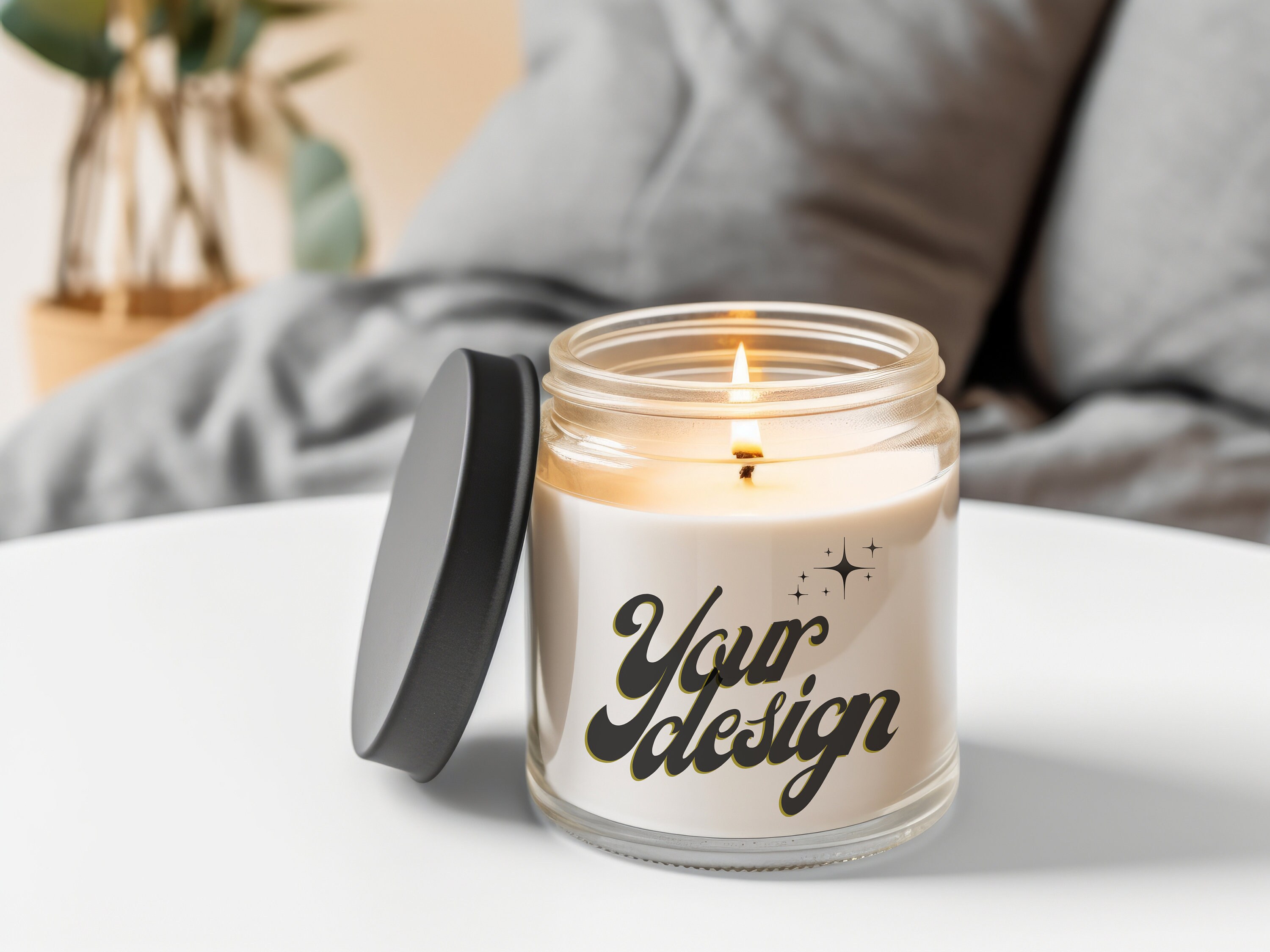 Candle Label Mockup Fall Candle Mockup Black Lid Candle - Etsy