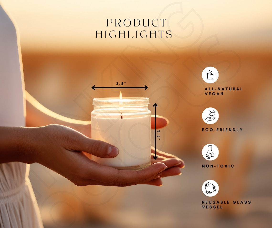 Candle Mockup // Candle Size Chart // Jar Candle Mockup // Soy Candle Sizing Chart // Candle ...