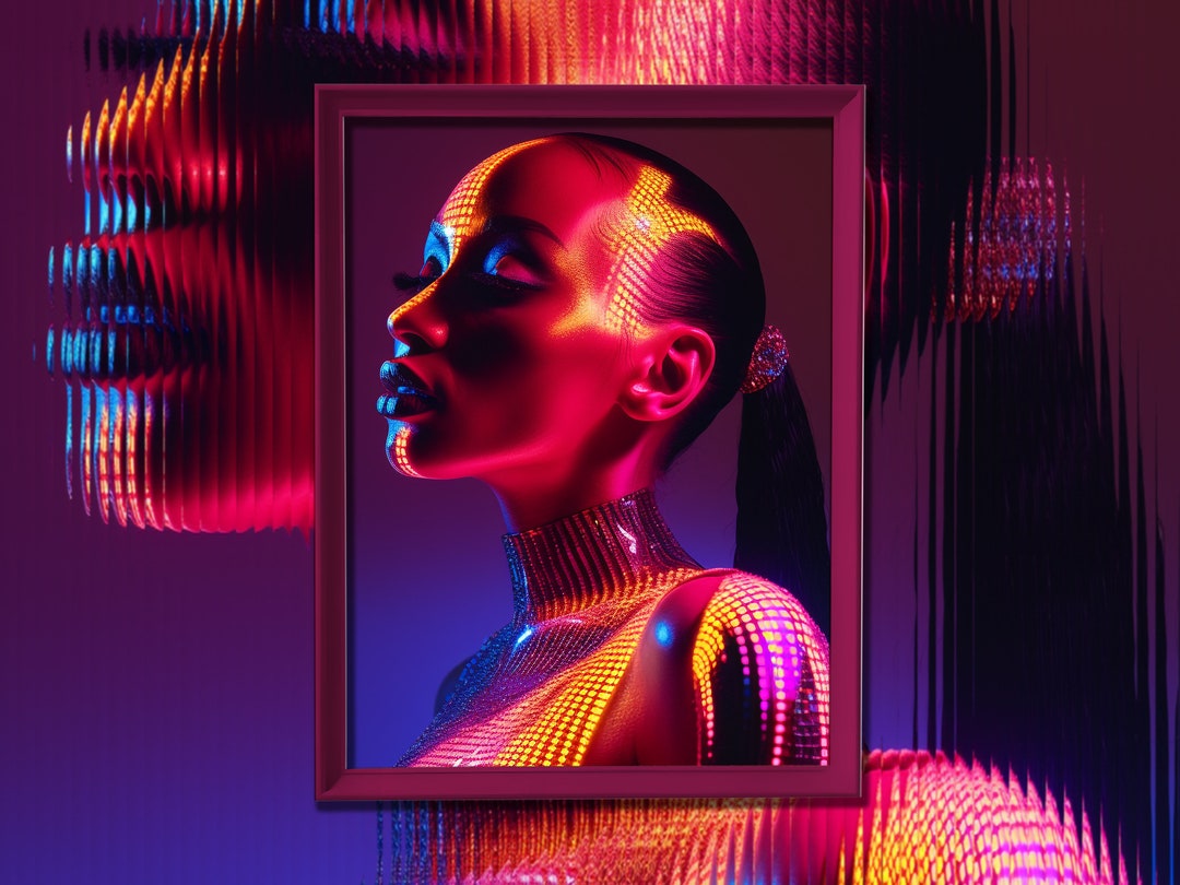 Funky Neon Art Print, Printable Trendy and Moody Wall Art for Living ...