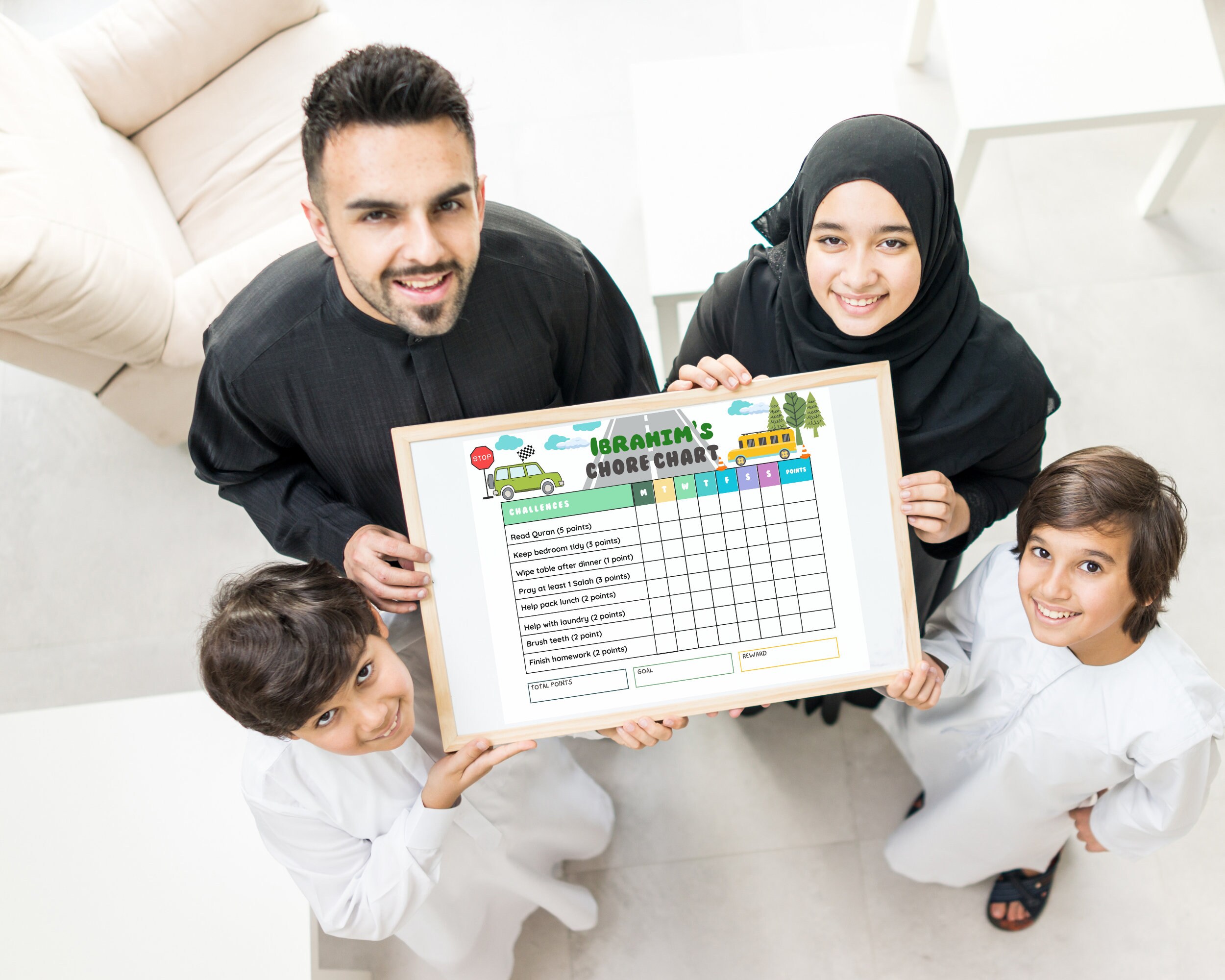 Chore Chart for MUSLIMS Kids, Dinosaur Reward Chart, Cars Boy's ...