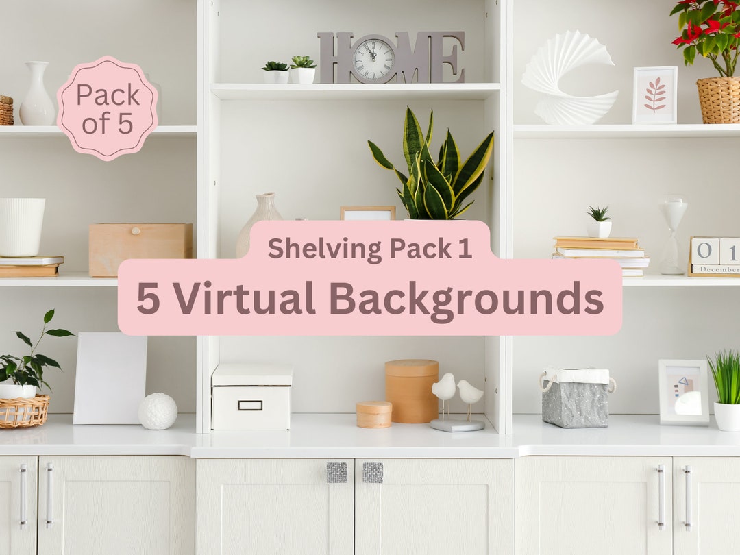 Shelving Zoom Video Conferencing Streaming Background Set of 5 Modern ...