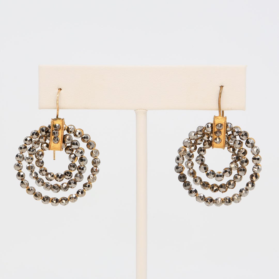 Antique Early Victorian Triple Hoop Cut Steel Dangle Earrings Move ...