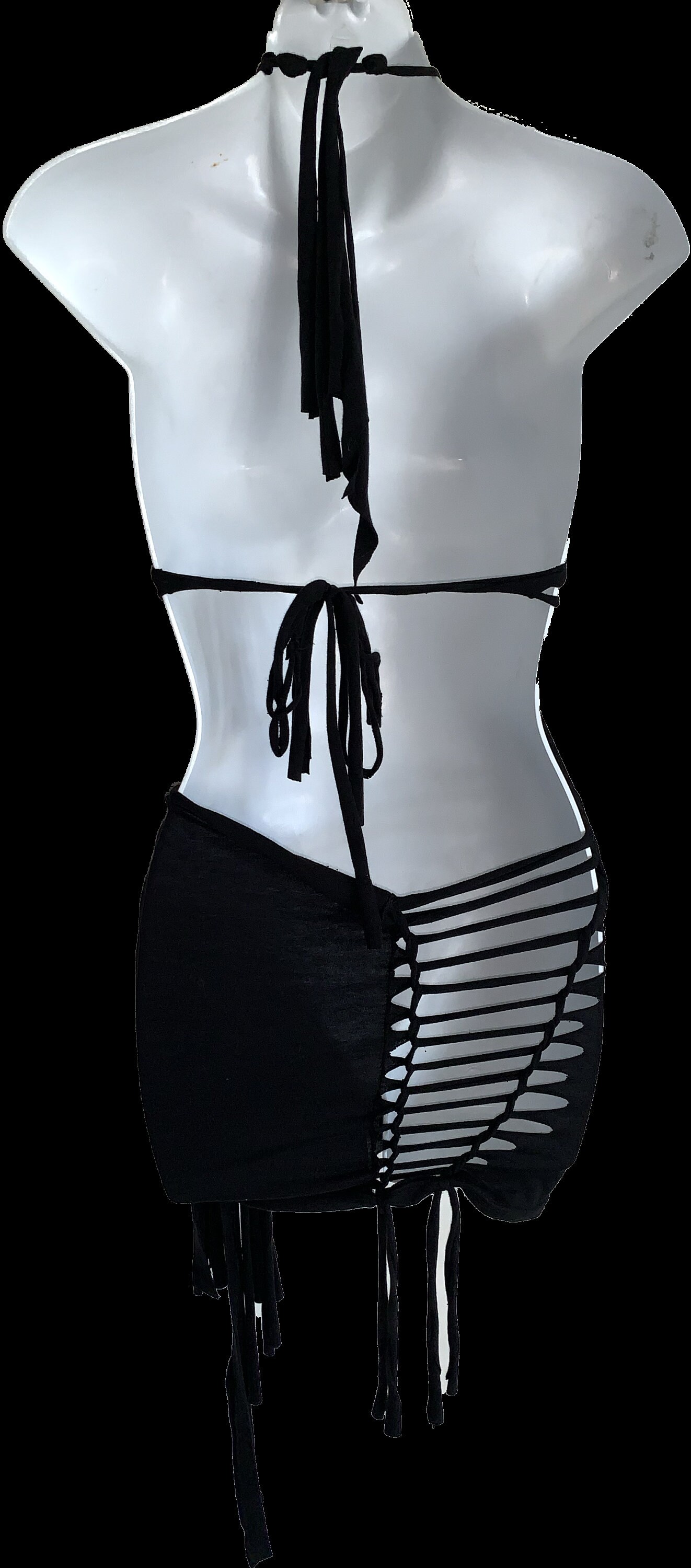 Goth Spiderweb Skull Spider Backless Retro Slit Weave Fringe Halter ...