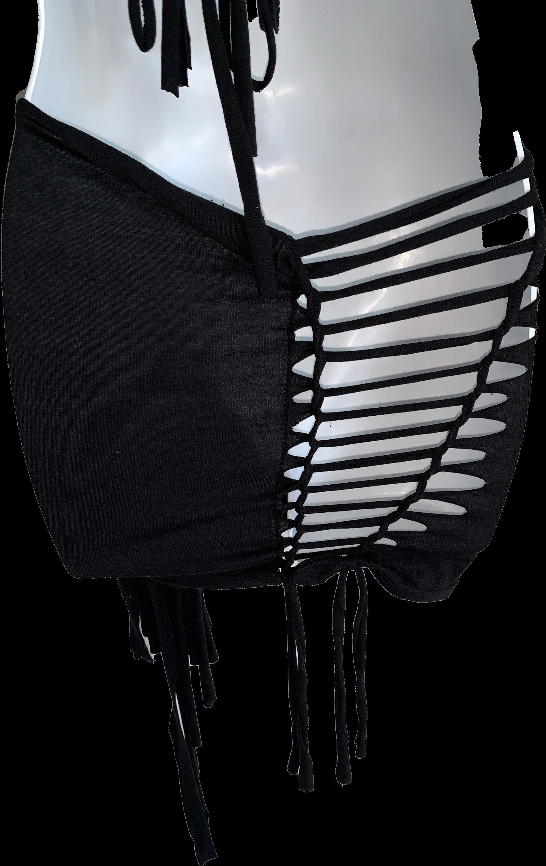 Goth Spiderweb Skull Spider Backless Retro Slit Weave Fringe Halter ...