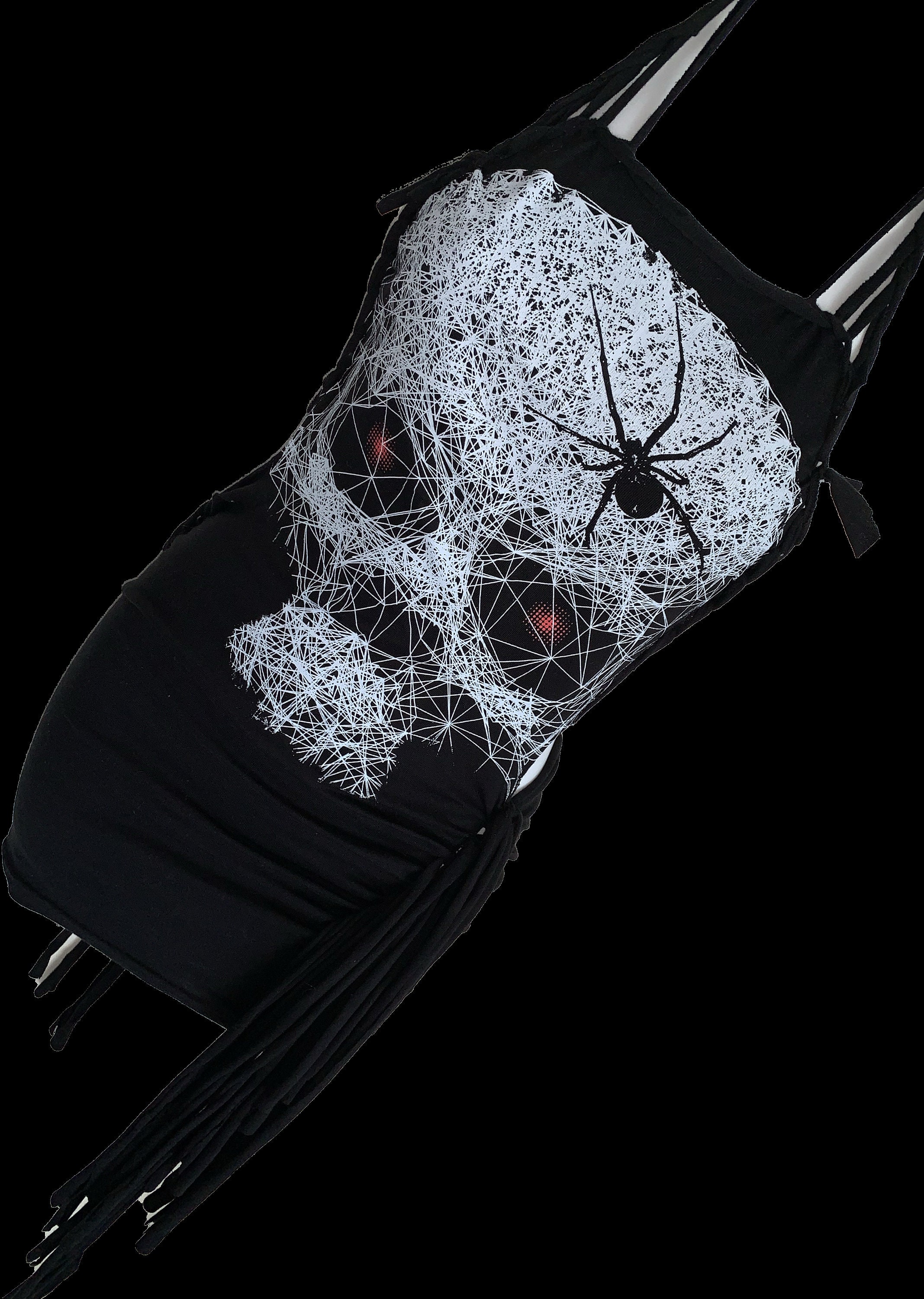 Goth Spiderweb Skull Spider Backless Retro Slit Weave Fringe Halter ...