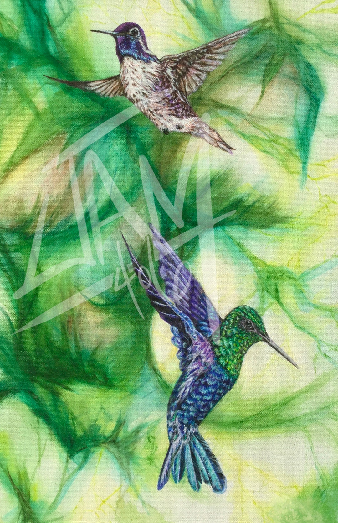 2 Hummingbirds Poster Print - Etsy