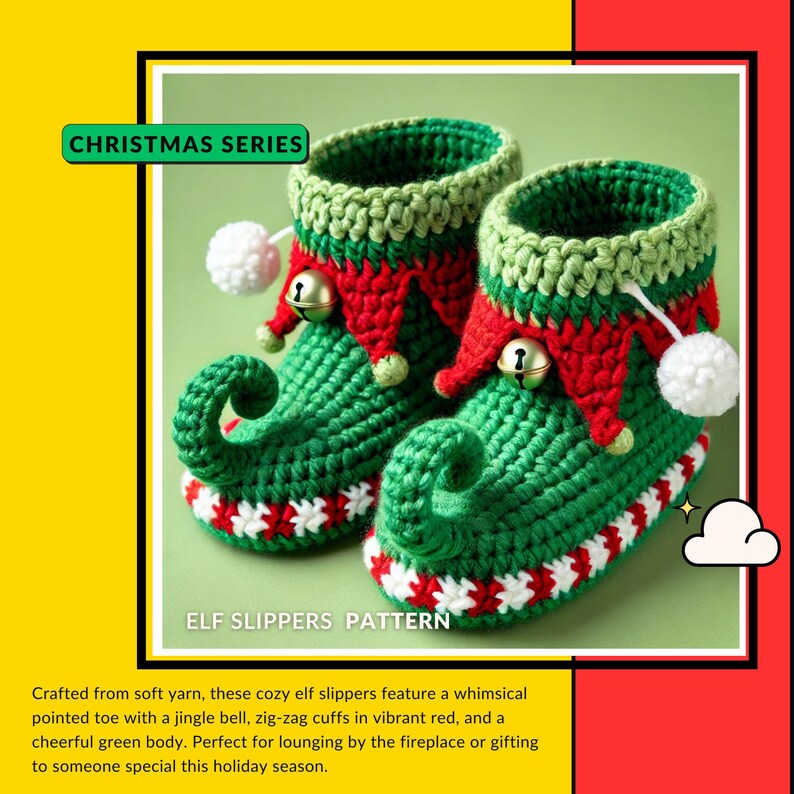 Christmas Slippers Crochet Pattern: Santa, Reindeer, Elf (PDF Pattern ...