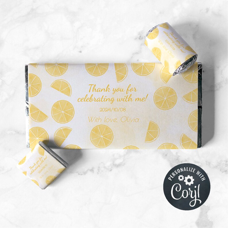Editable Chocolate Bar Wrapper for Birthday Party Favors With Lemons ...