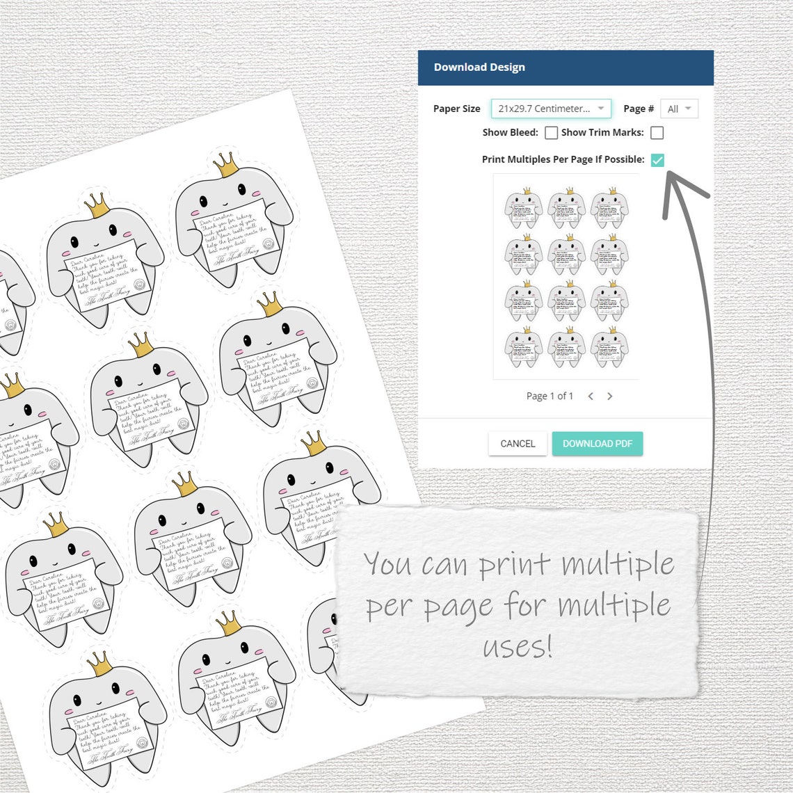 Customizable Tooth Fairy Letter for Kid's Tooth Loss, With Cute ...