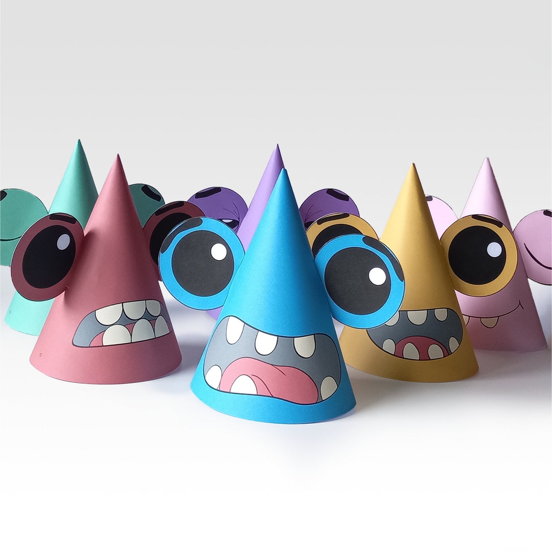 Monster Party Hat Set, Funny Eyes, Colorful, Printable PDF, DIY Party ...