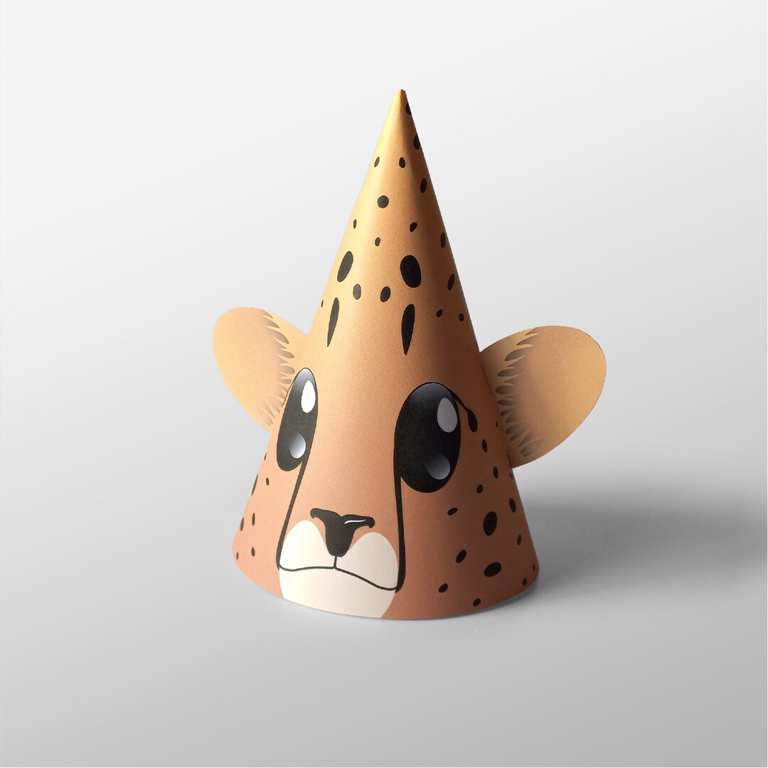 Cheetah Party Hat With Ears, Printable PDF, Do It Yourself, Farm Animal ...