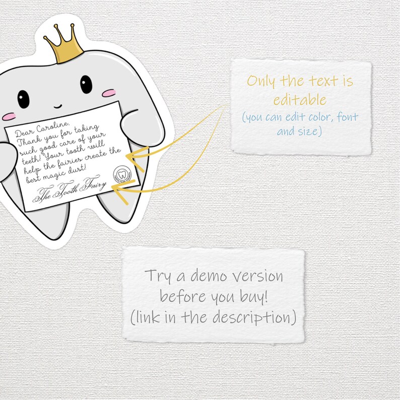 Customizable Tooth Fairy Letter for Kid's Tooth Loss, With Cute ...