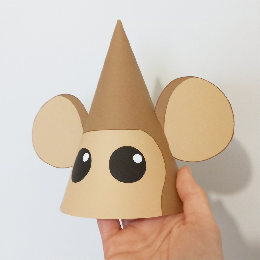 Party Hat With Monkey Ears, Printable PDF, Do It Yourself - Etsy