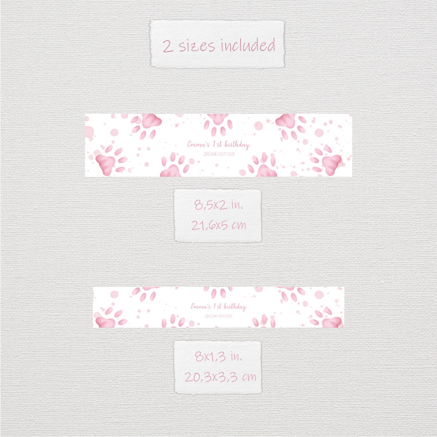 Editable Water Bottle Label, Kids Birthday Party Decor With Cute Pink ...