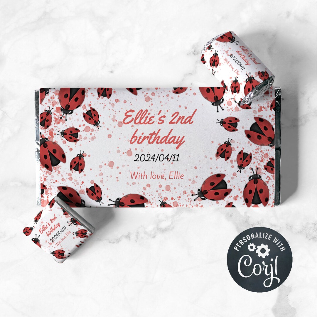 Editable Chocolate Wrapper With Ladybug Illustrations for Guest's ...