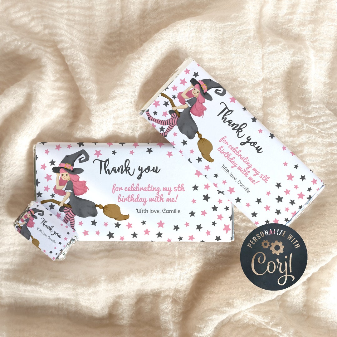 Editable Halloween Candy Bar Wrapper With a Cute Pink Witch for Making ...