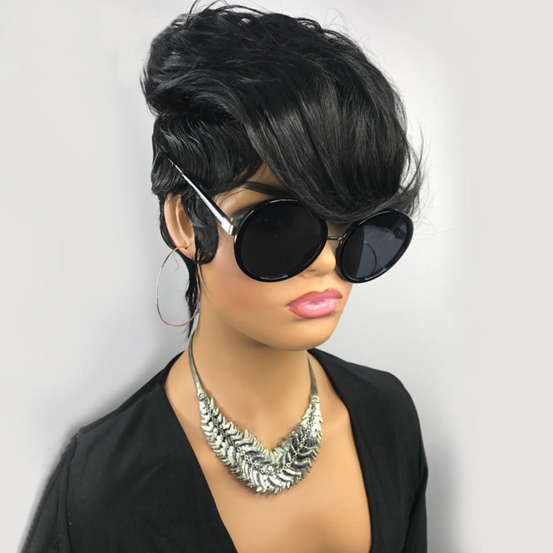 1B Color Glueless Loose Deep Ocean Wave Human Hair Pixie Cut Wig - Etsy