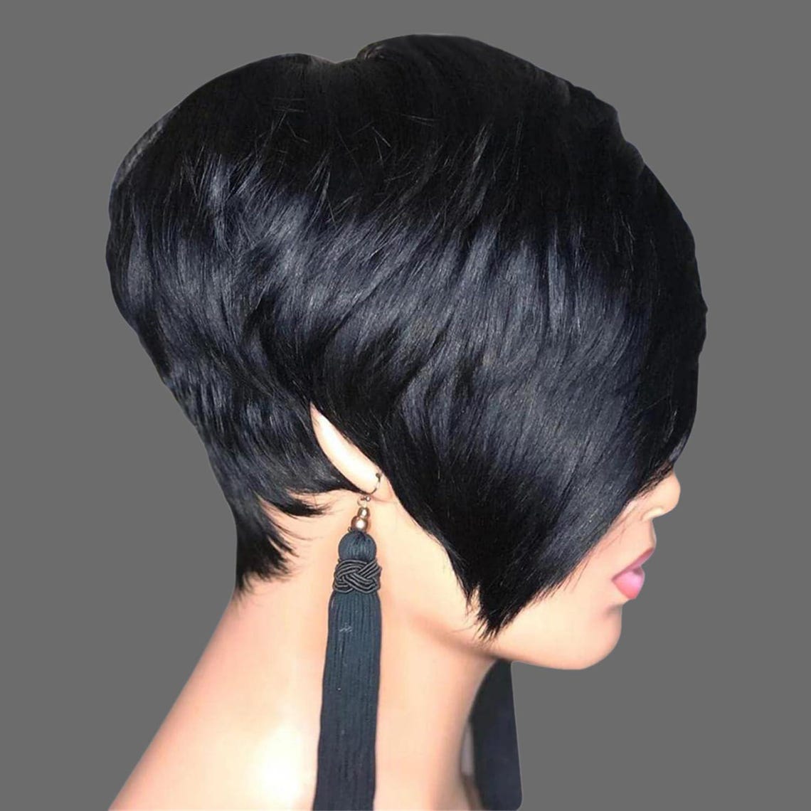 Side Part Layered Human Hair Wig - Etsy