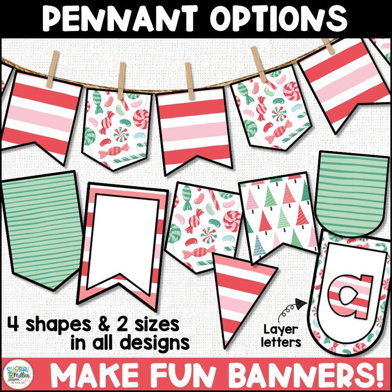 Christmas Candy Cane Bulletin Board Letters Numbers Banners & Ideas ...