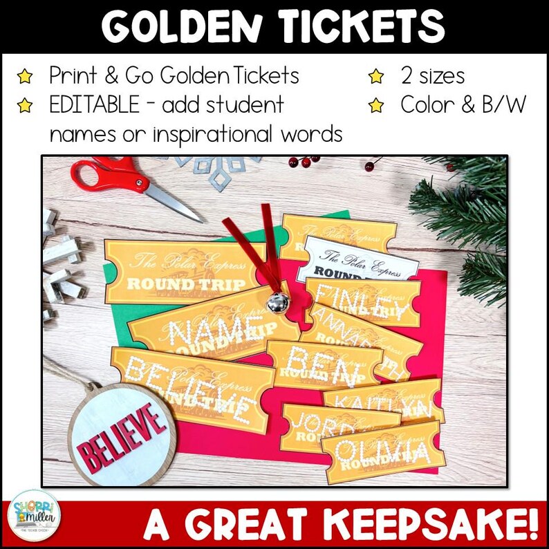 Editable Polar Express Golden Ticket, North Pole Christmas Gift Tags ...