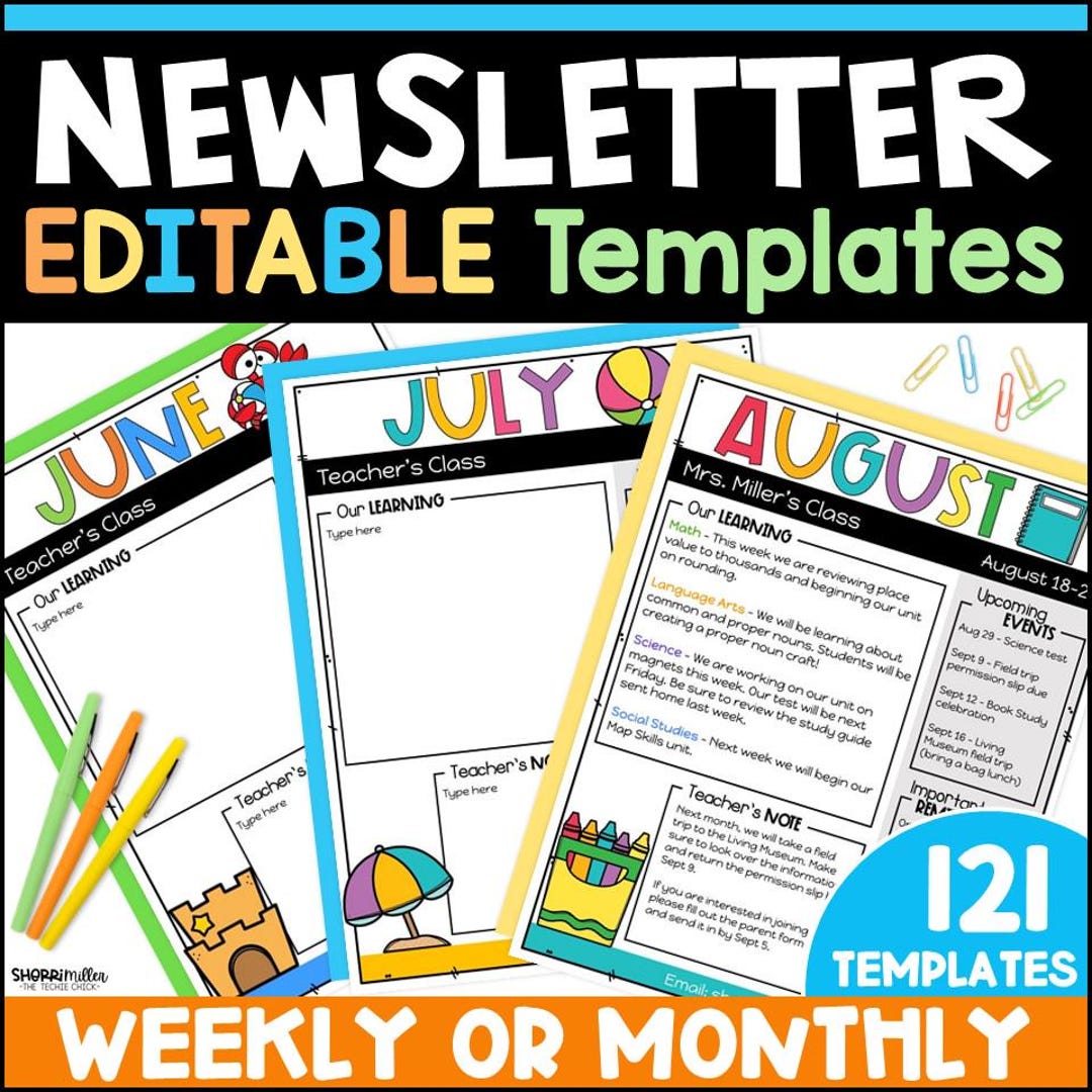 Editable Classroom Newsletter Templates, Weekly or Monthly Newsletters ...