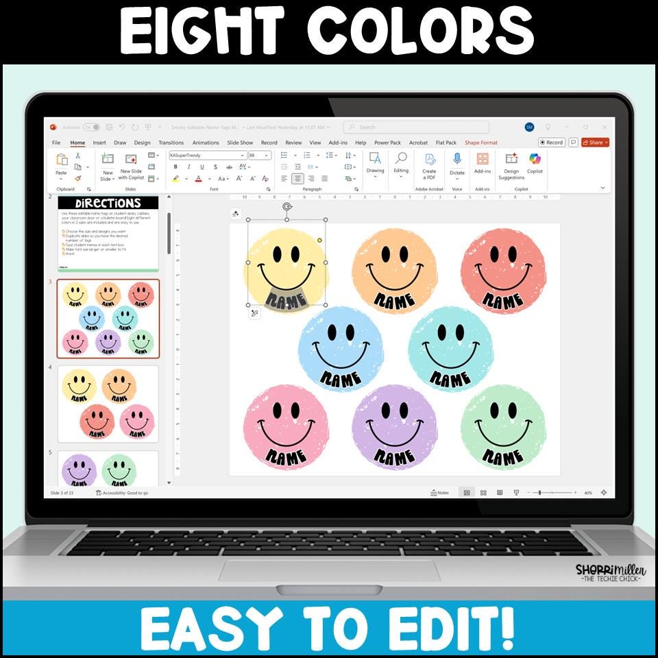 Editable Pastel Crayon Smiley Face Name Tags for Back to School Retro ...