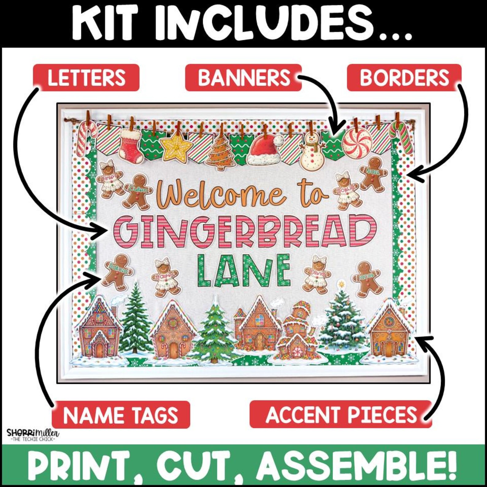 Gingerbread House Bulletin Board Kit and Door Decor, December Bulletin ...