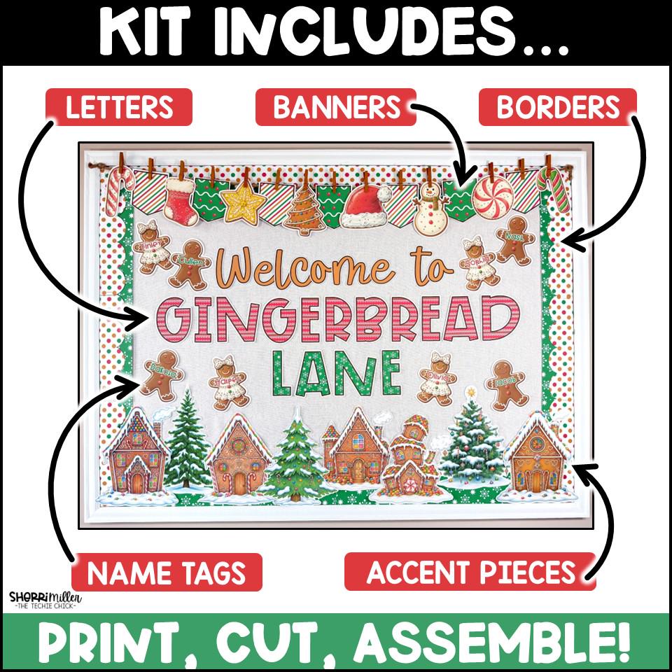 Gingerbread House Bulletin Board Kit and Door Decor, December Bulletin ...