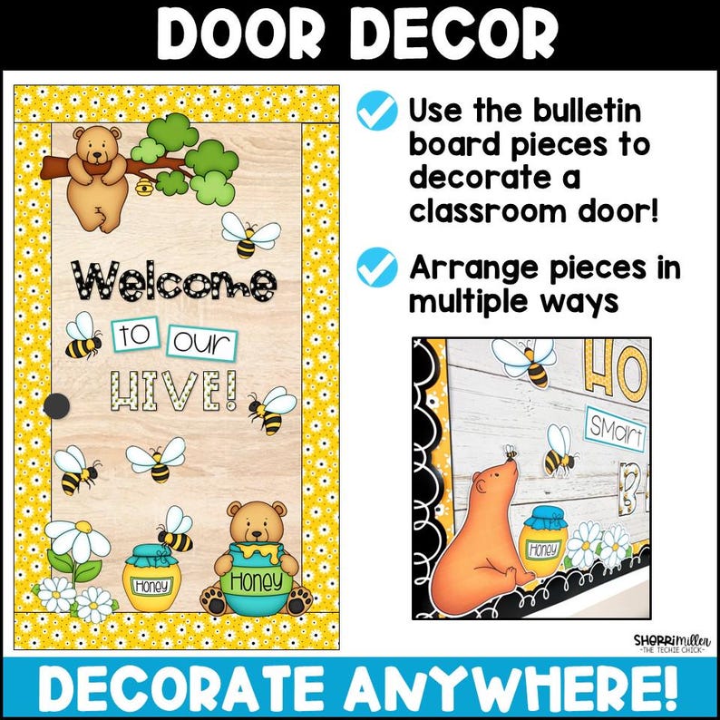Spring Bee Bulletin Board Kit, April Bulletin Board Set and Door Decor ...