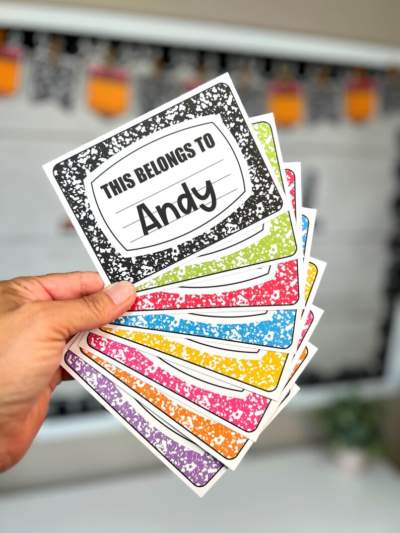 Composition Notebook Editable Name Tags for Classroom Decor Bulletin ...