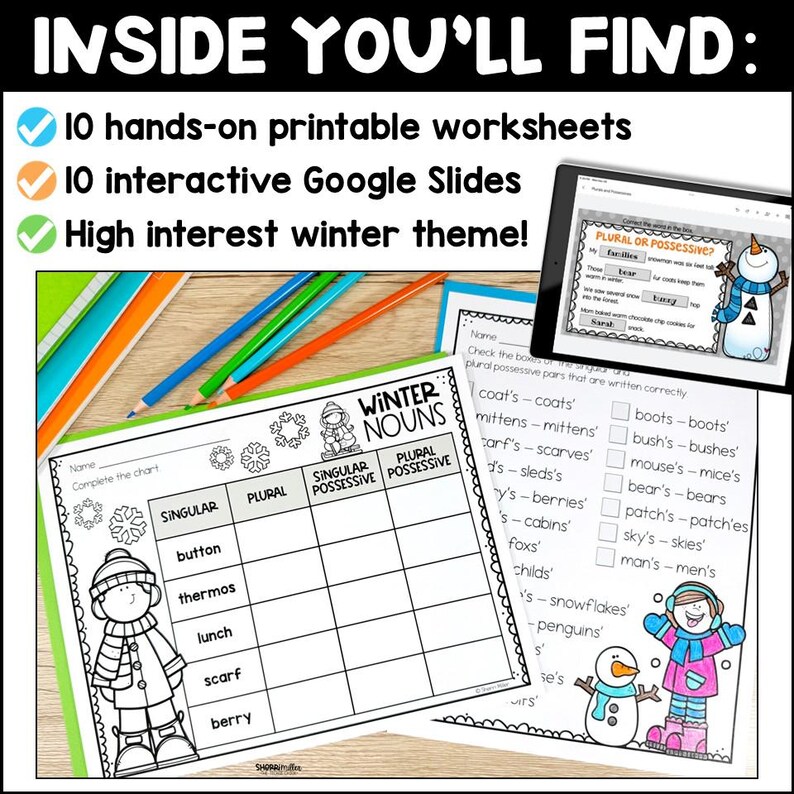 Winter Plural Nouns, Singular & Plural Possessive Nouns, Fun ELA ...