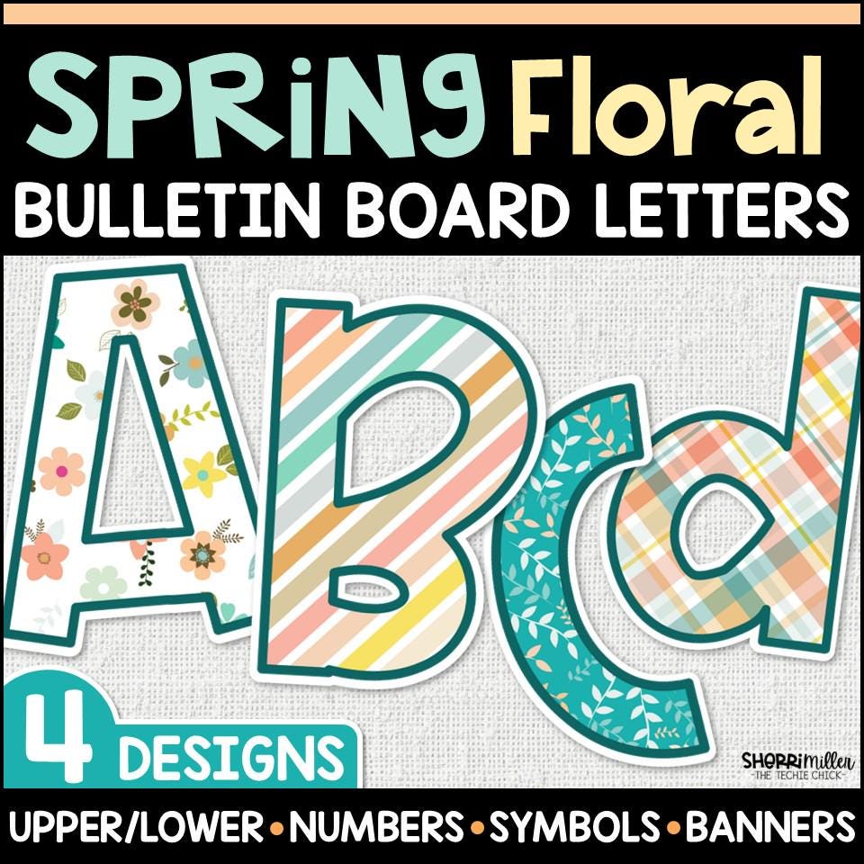 Spring Bulletin Board Letters, Spring Classroom Door Decor, Flower ...