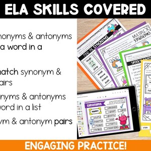 Synonyms and Antonyms Worksheets, 2nd 3rd and 4th Grade and Homeschool ...