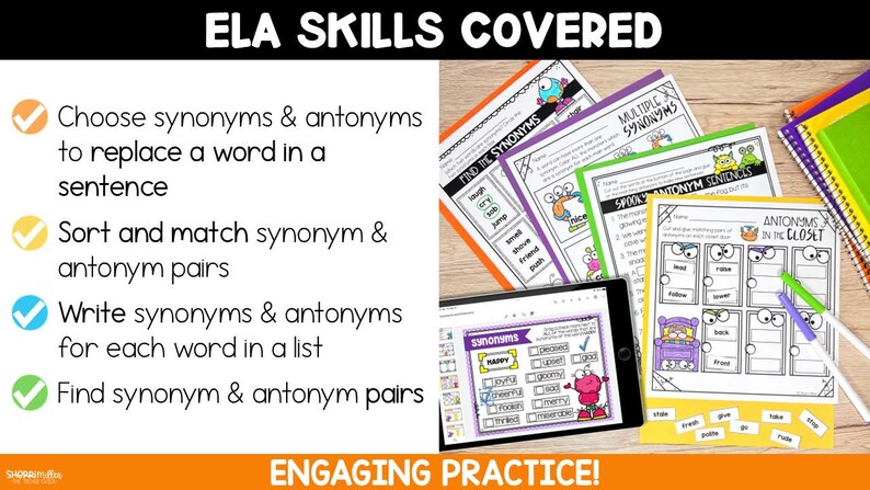 Synonyms and Antonyms Worksheets, 2nd 3rd and 4th Grade and Homeschool ...