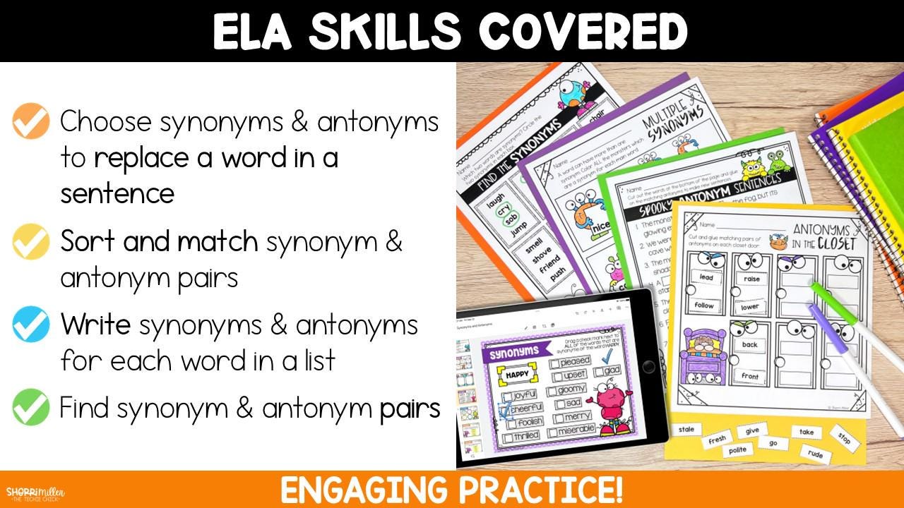 Synonyms and Antonyms Worksheets, 2nd 3rd and 4th Grade and Homeschool ...