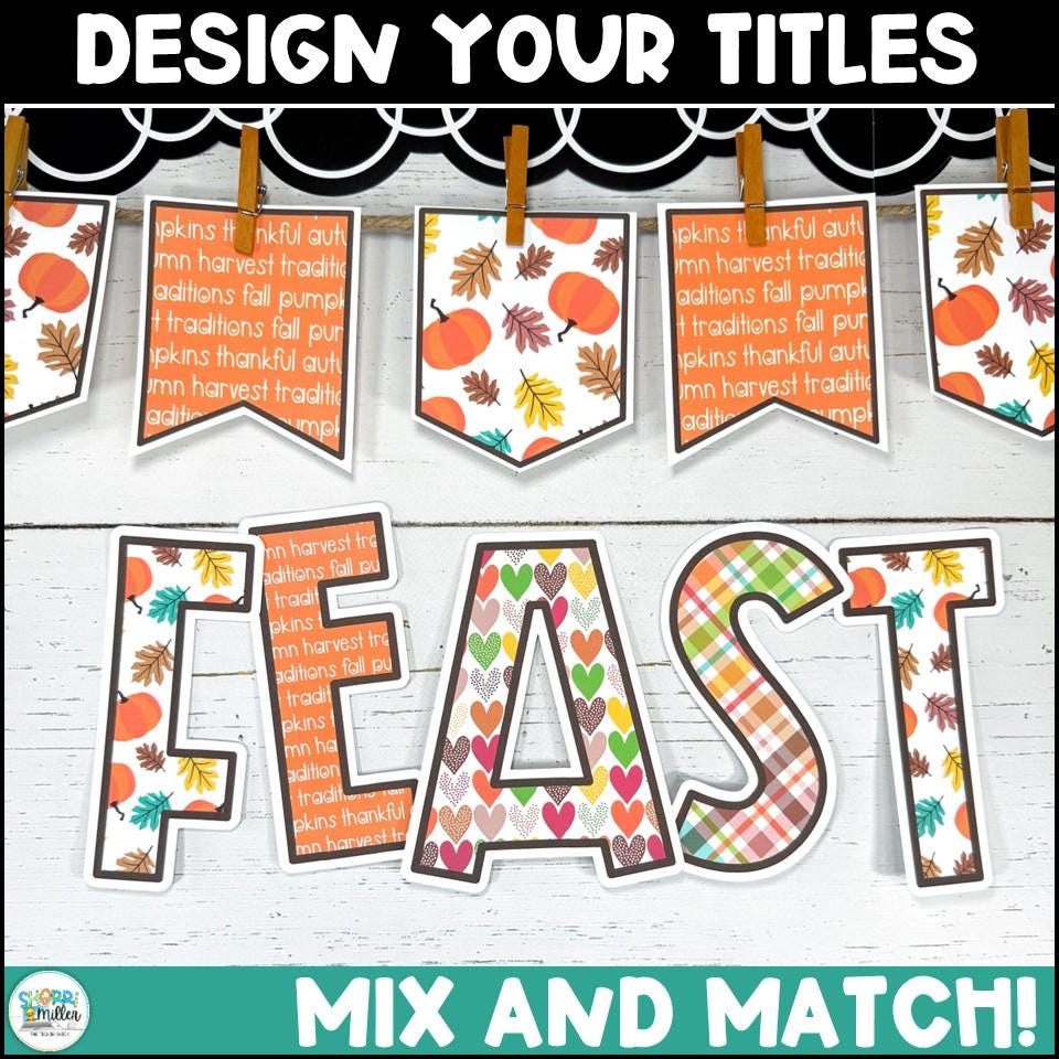 Thanksgiving Bulletin Board Letters Printable Decor, November Fall ...