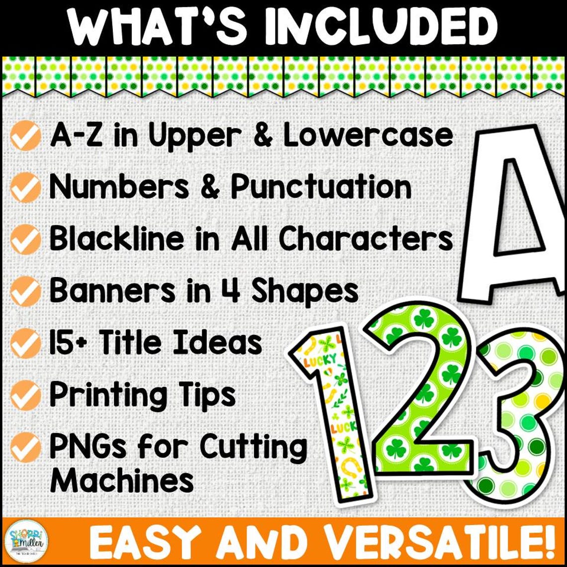 Lucky St. Patrick's Day Bulletin Board Letters, A-Z Bulletin Board ...