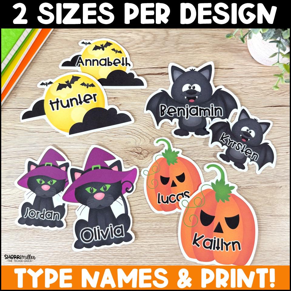 Editable Halloween Name Tags for October Classroom Fall Door Decor ...