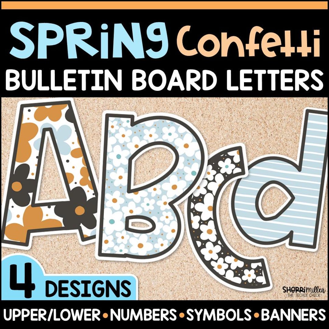 Spring Bulletin Board Letters, April Classroom Door Decor, Floral ...