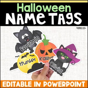 Editable Halloween Name Tags for October Classroom Fall Door Decor ...
