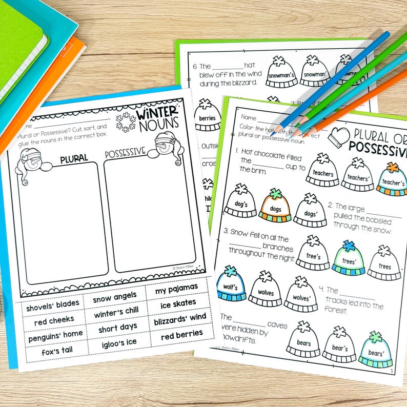 Winter Plural Nouns, Singular & Plural Possessive Nouns, Fun ELA ...