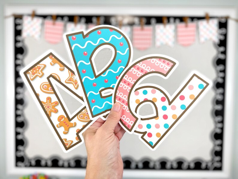 Christmas Gingerbread Cookie Bulletin Board Letters Numbers Banners ...