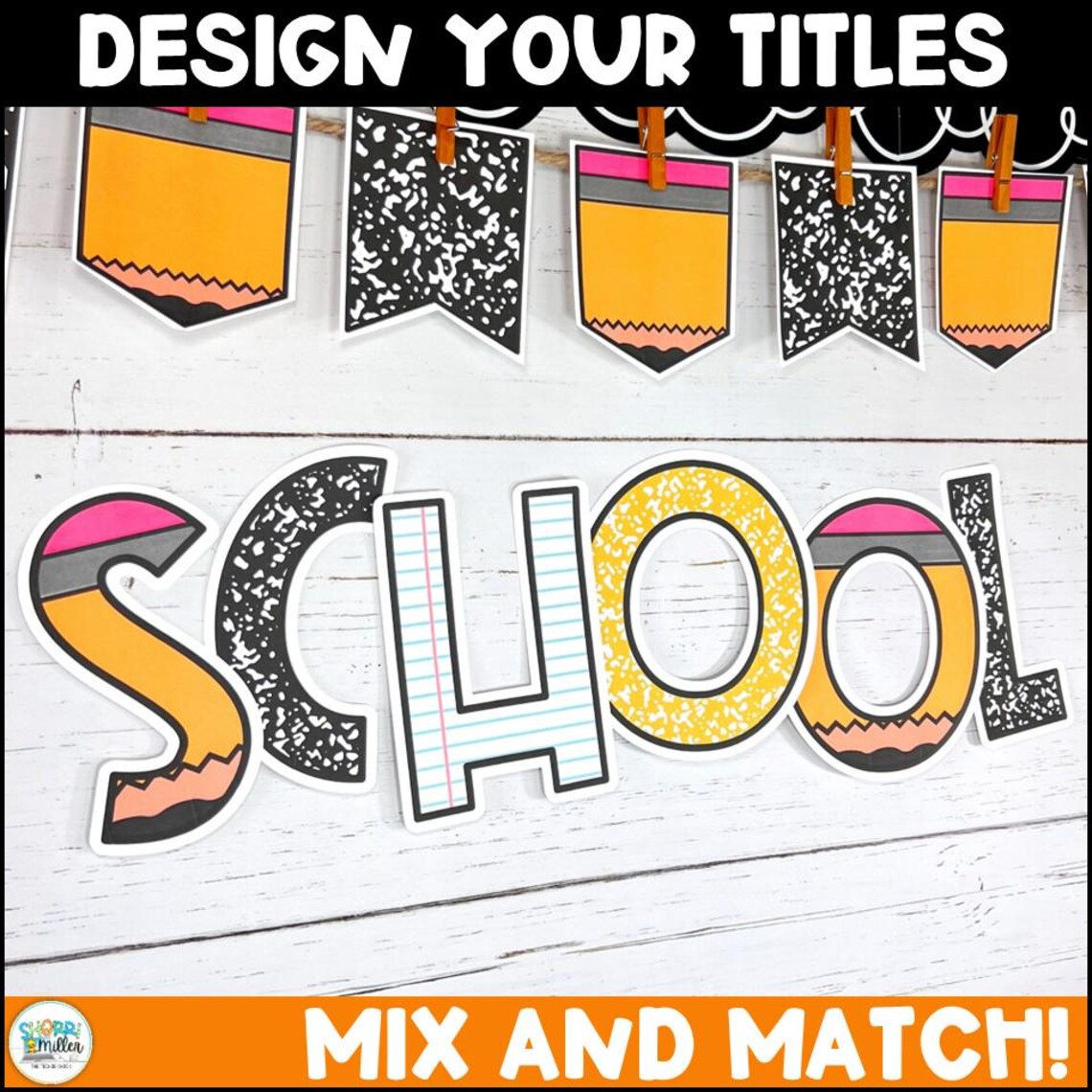 Back to School Supplies Bulletin Board Letters and Ideas, Printable ...
