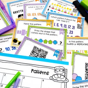 Growing Shrinking and Repeating Patterns Fun Math Task Cards & Scoot ...