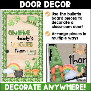 Gnomes St. Patrick's Day Bulletin Board Kit, March Bulletin Board or ...