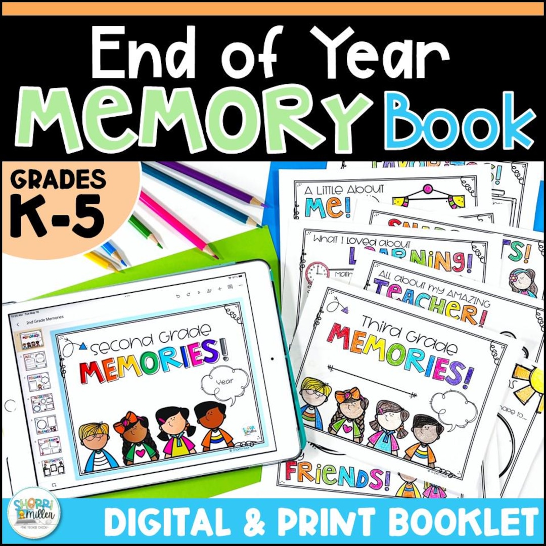 End of the Year Memory Book, Kindergarten 1st 2nd 3rd 4th 5th Grade ...
