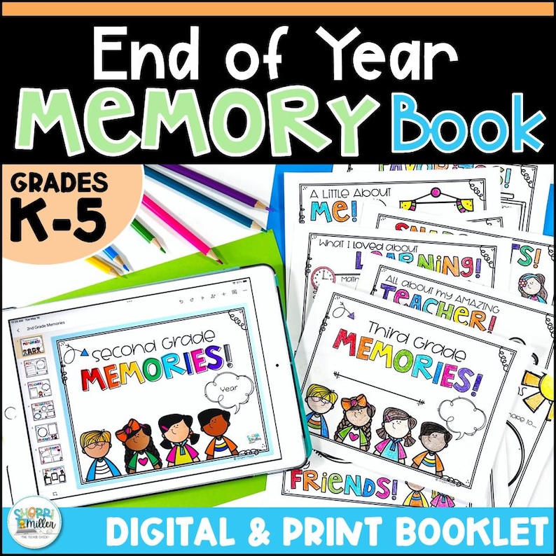 End of the Year Memory Book, Kindergarten 1st 2nd 3rd 4th 5th Grade ...