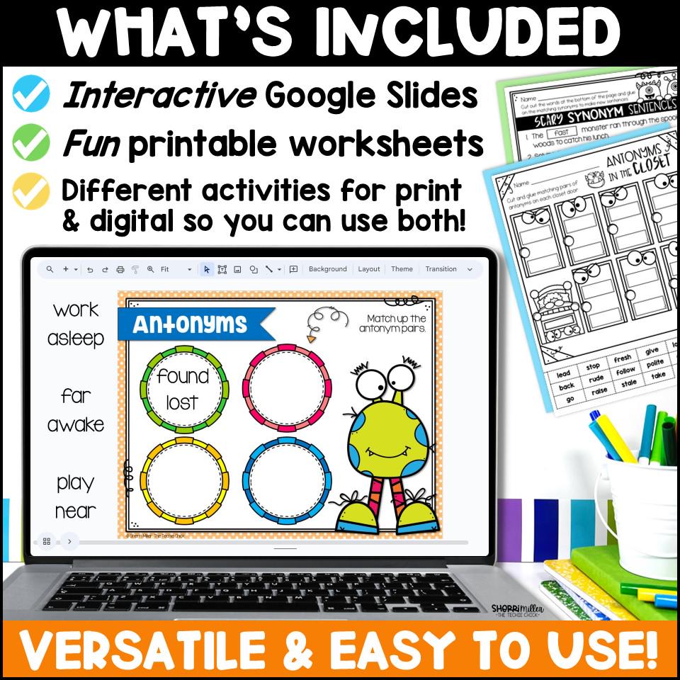 Synonyms and Antonyms Worksheets, 2nd 3rd and 4th Grade and Homeschool ...